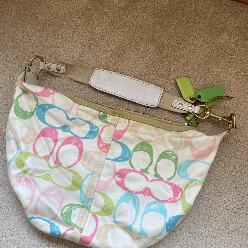 Coach Logo Hobo Purse Bag! White Paste Logos! - Gem